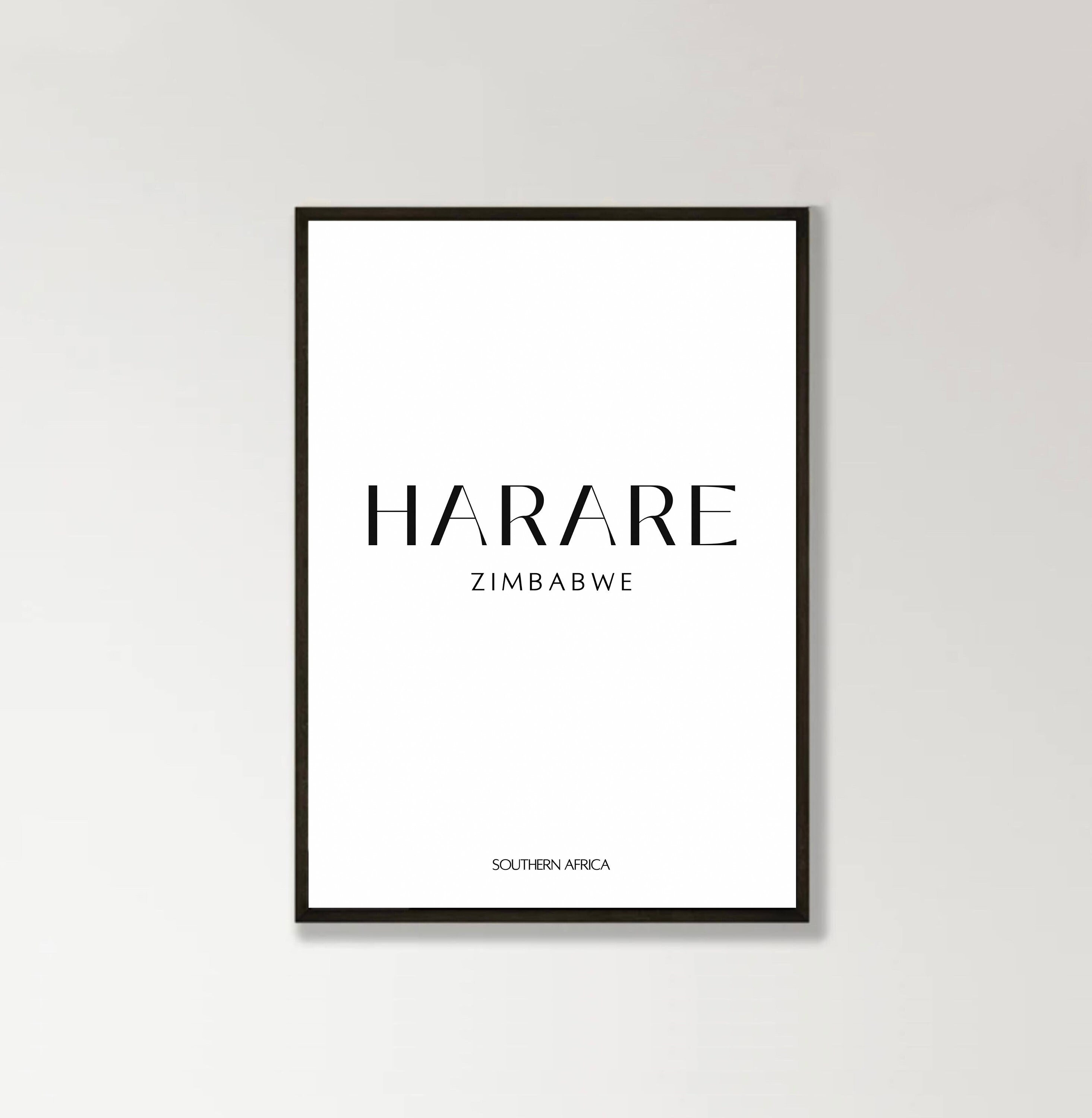 Harare Zimbabwe Travel Print Wall Art | Harare Wall Hanging Home Decor ...