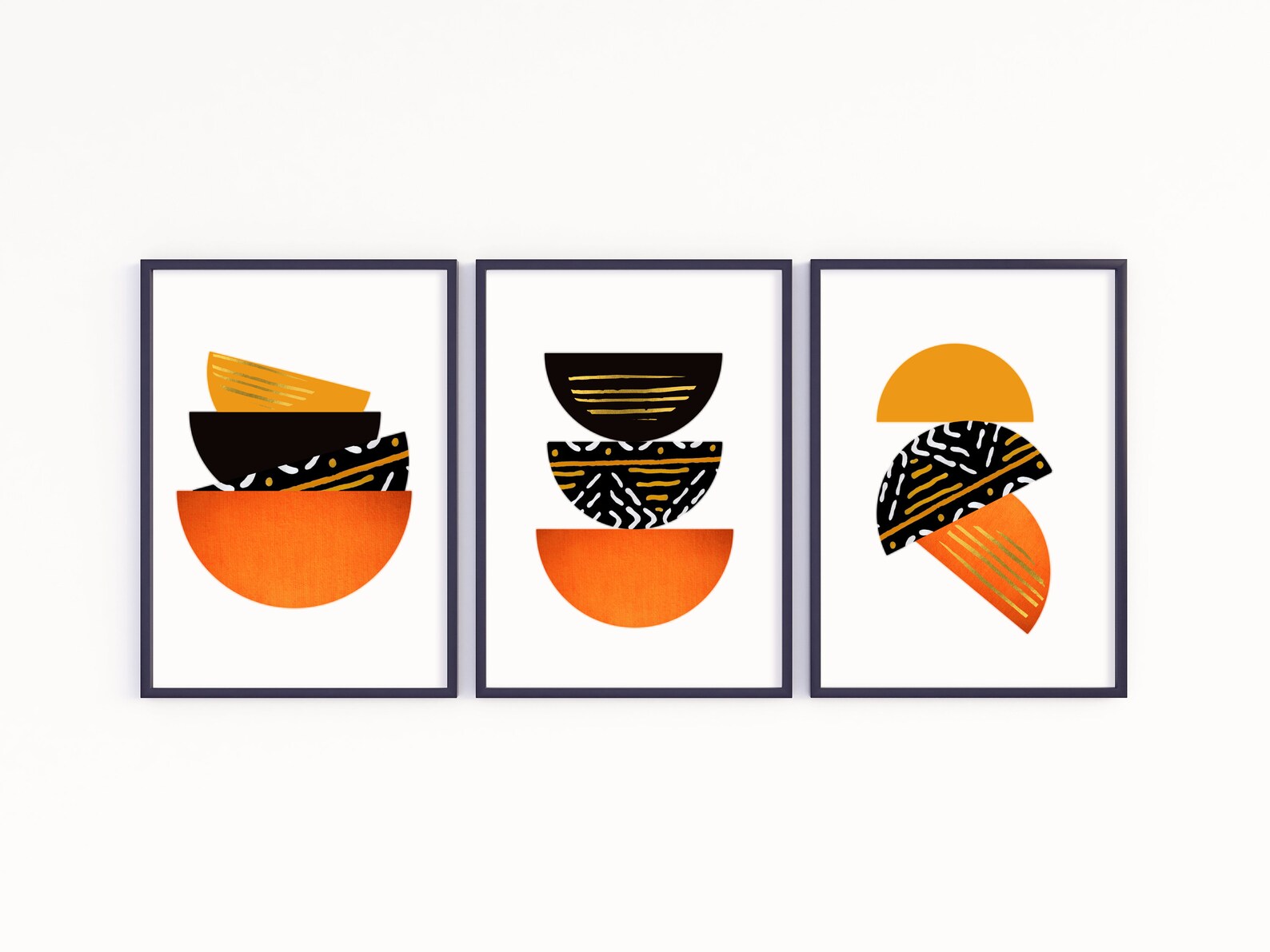 Set of 3 Geometric Wall Art African Wall Art African Abstract Wall Art ...