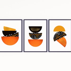 Set of 3 Geometric Wall Art African Wall Art African Abstract Wall Art ...