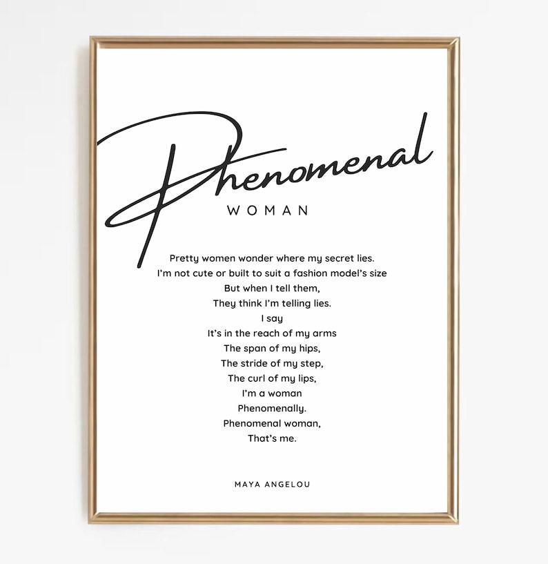 Phenomenal Woman | Maya Angelou Poetry Wall Art Print | Typography Art ...
