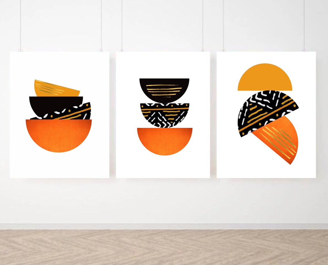 Set of 3 Geometric Wall Art African Wall Art Digital | Etsy