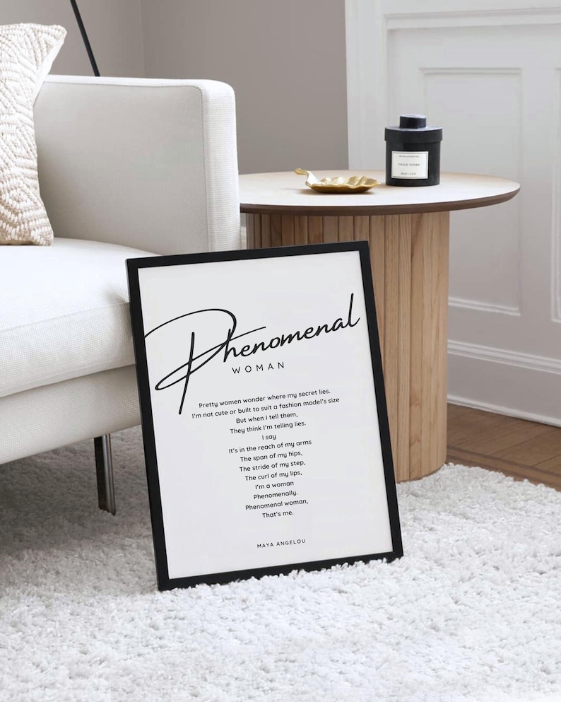 Phenomenal Woman | Maya Angelou Poetry Wall Art Print | Typography Art ...