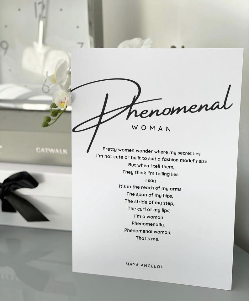 Phenomenal Woman | Maya Angelou Poetry Wall Art Print | Typography Art ...