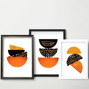 Set of 3 Geometric Wall Art African Wall Art African Abstract Wall Art ...