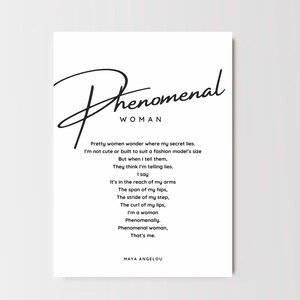 Phenomenal Woman | Maya Angelou Poetry Wall Art Print | Typography Art ...