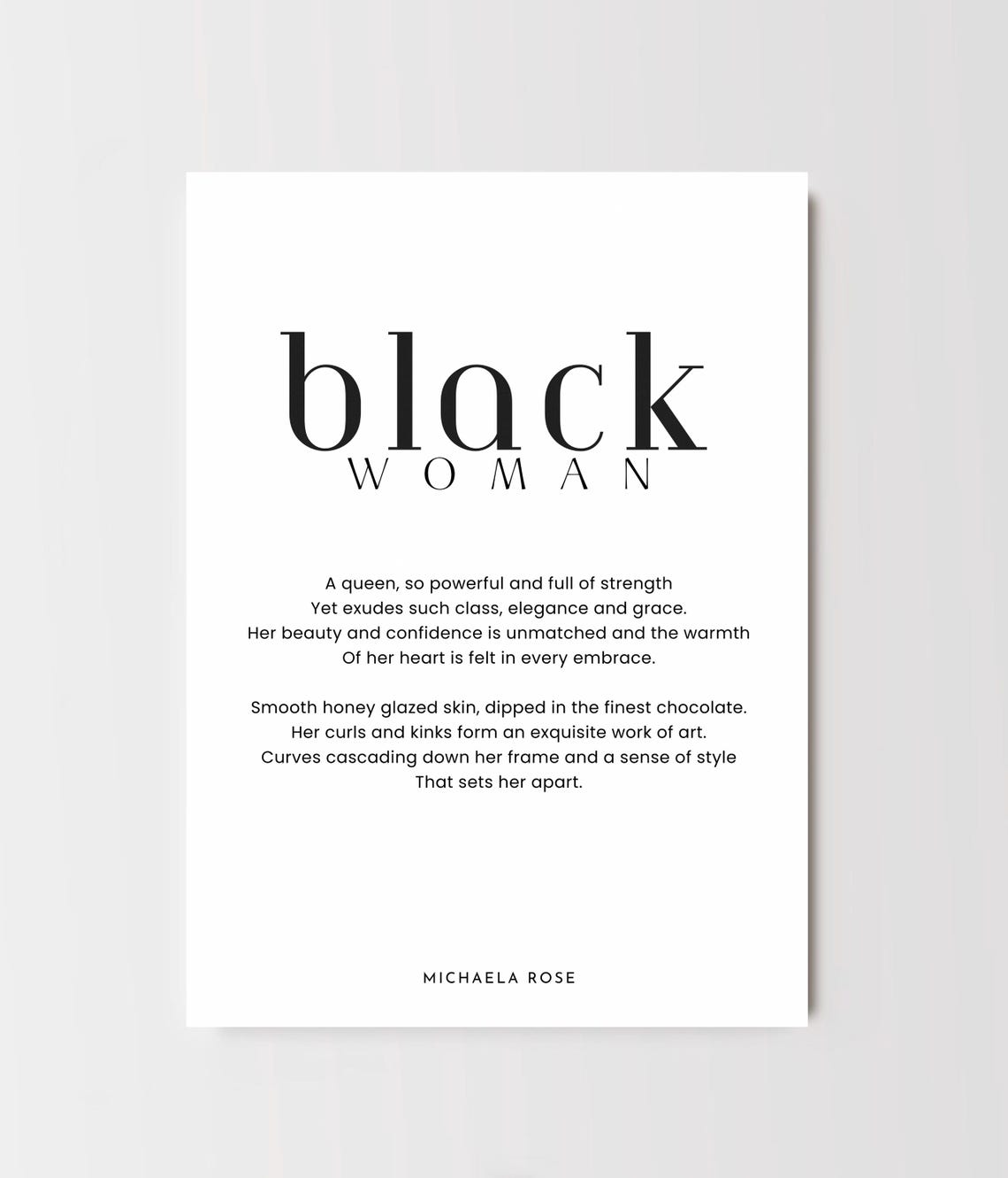 Black Woman Wall Art Poem | Black Woman Definition Print | Black Girl ...