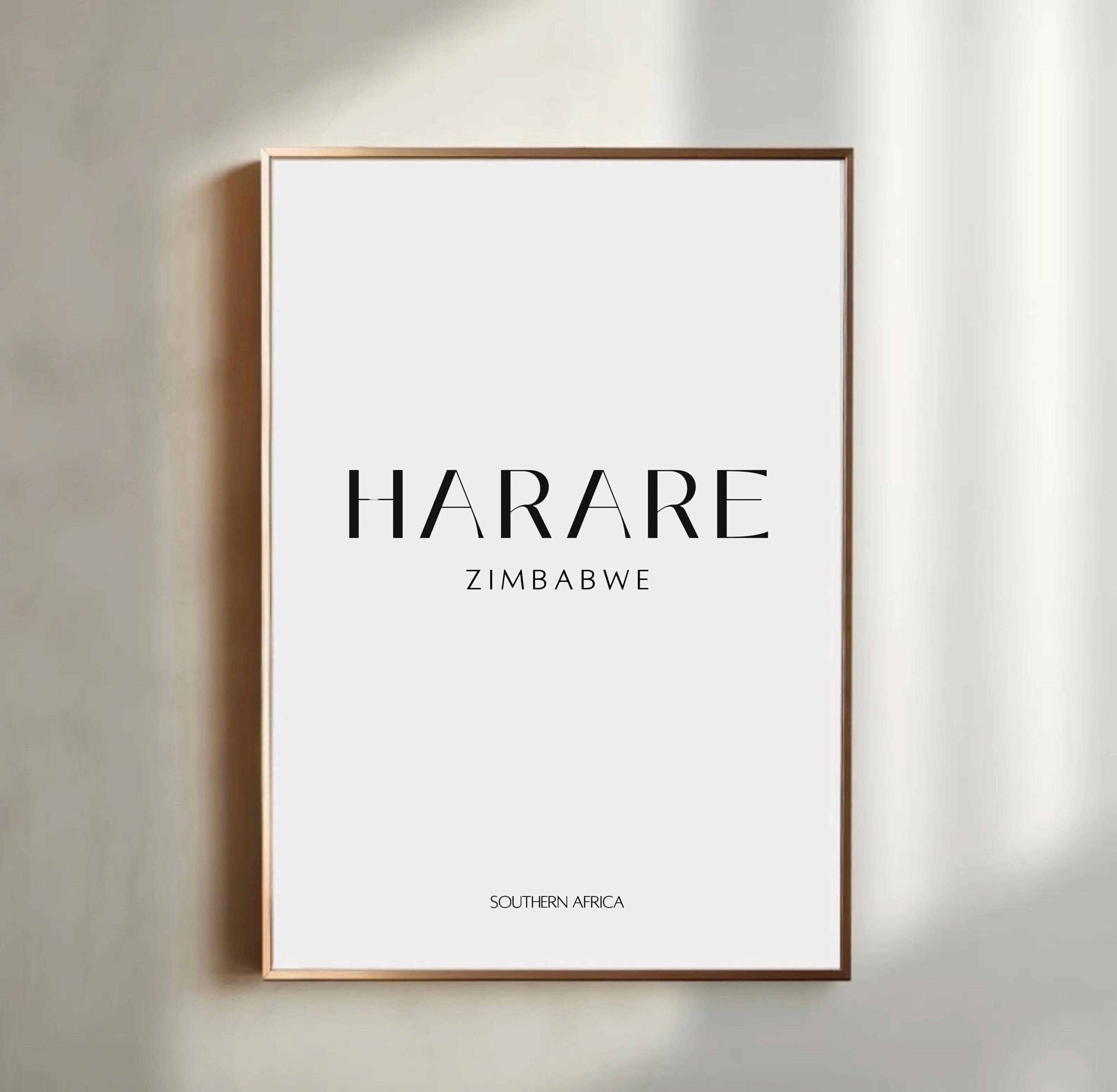 Harare Zimbabwe Travel Print Wall Art | Harare Wall Hanging Home Decor ...