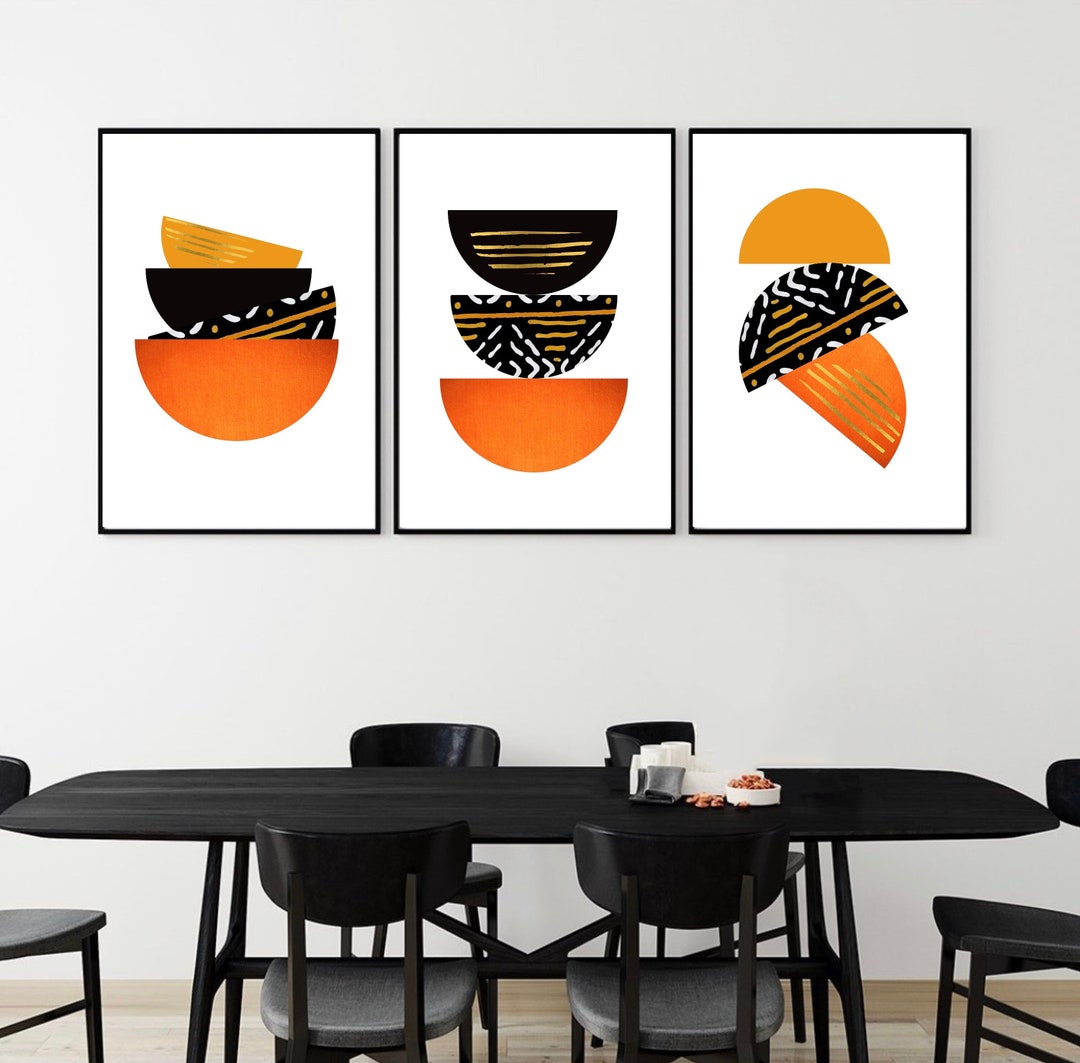 Set of 3 Geometric Wall Art African Wall Art African Abstract Wall Art ...