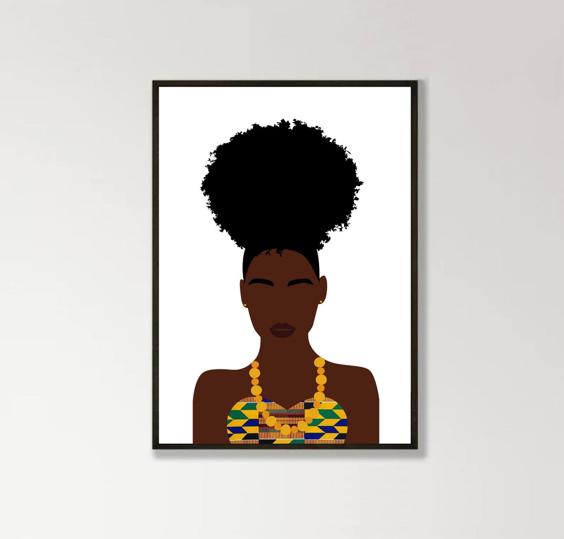 Kente Queen African Wall Art Print | Ghana Wall Art | Kente Print Wall ...
