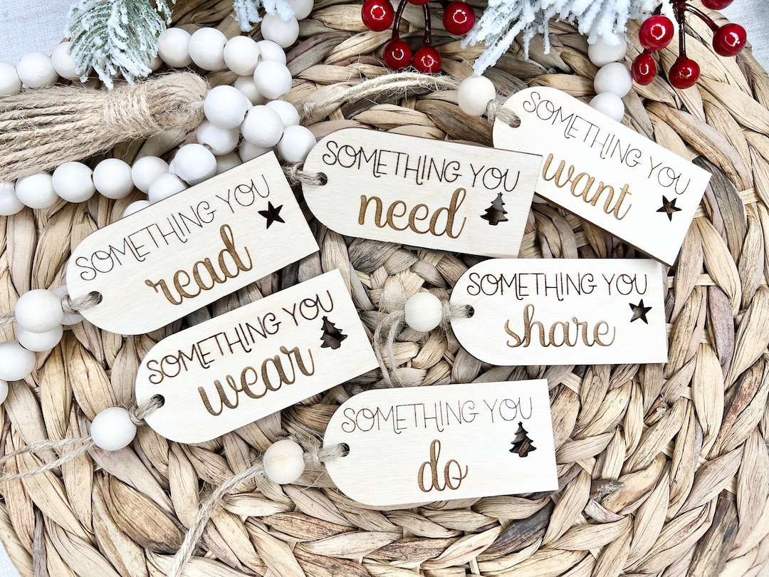 Gift Tags want Need Wear Read Share Do Set of 6 Christmas Holiday ...