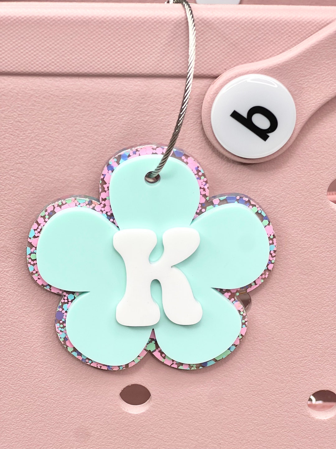 Bag Tag - Personalized Beach Bag Tag, Daisy Tag, Initial Charm, Bag ...