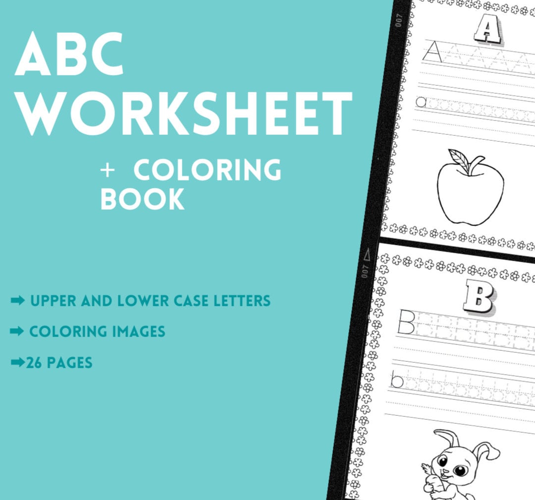 Printable ABC Worksheet + Coloring Book - Etsy