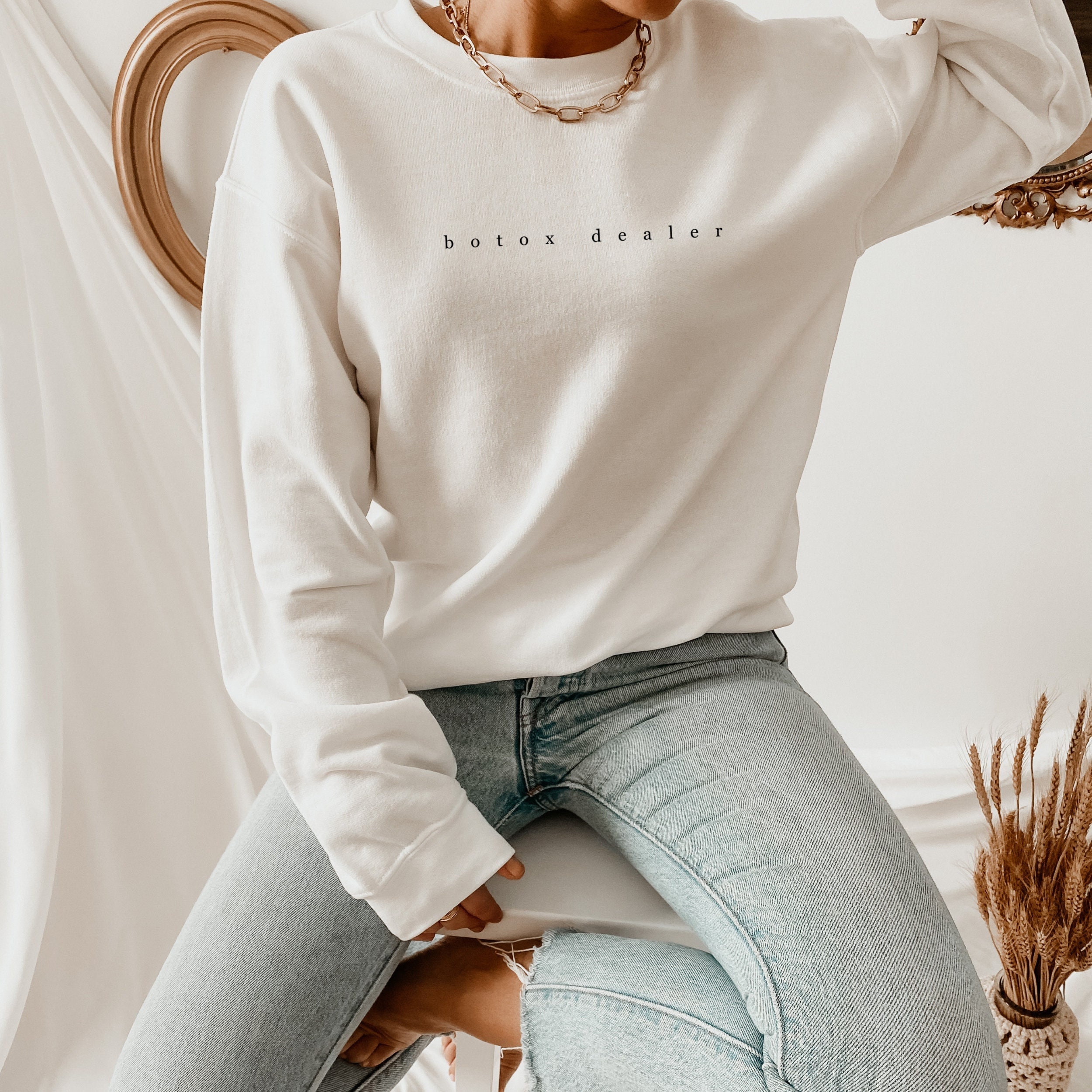 Botox Dealer - Black Text Crewneck Sweatshirt, Botox Injector, Botox ...