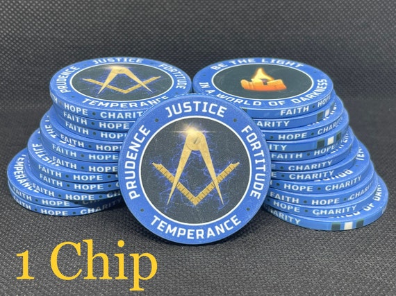 Masonic Challenge Coin Square & Compass Cardinal Virtues | Etsy