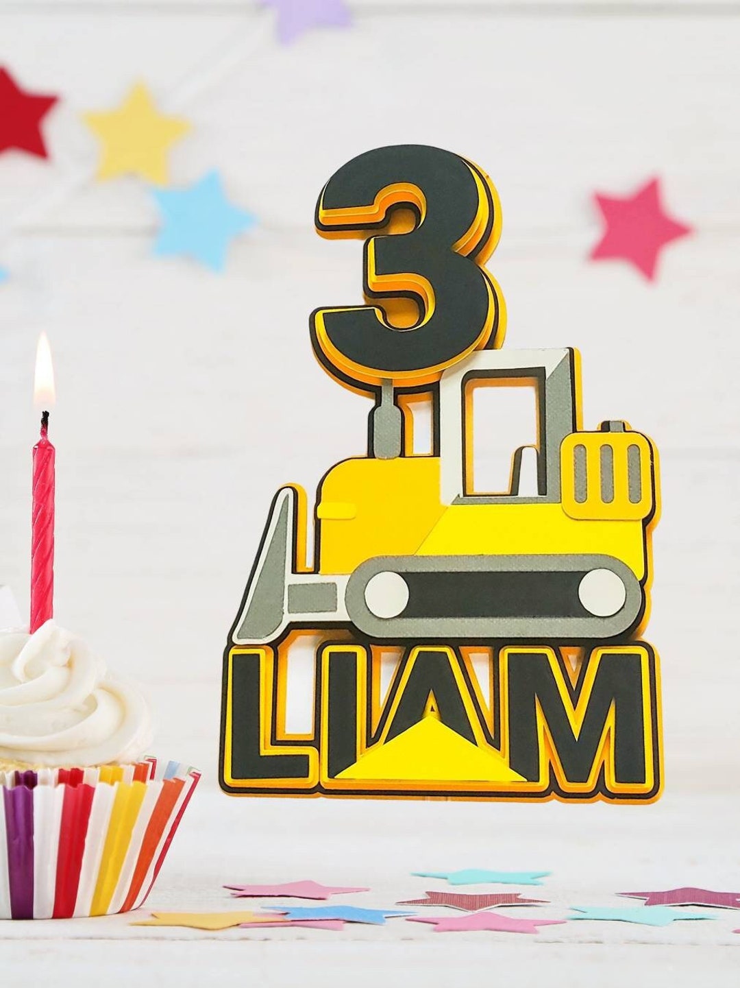 Construction Birthday Cake Topper, Excavator Cake Topper, Construction ...