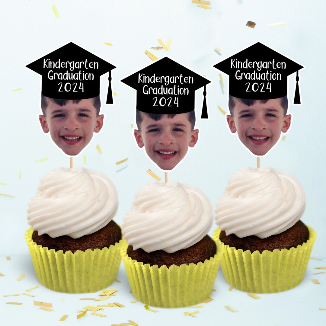 Graduation Photo Face Cutout Cupcake Topper Class of 2024 High School ...