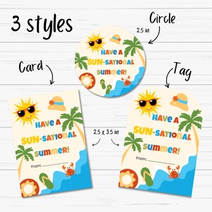 End of School Year Sun Tags Last Day of School Classmate Printable Gift ...