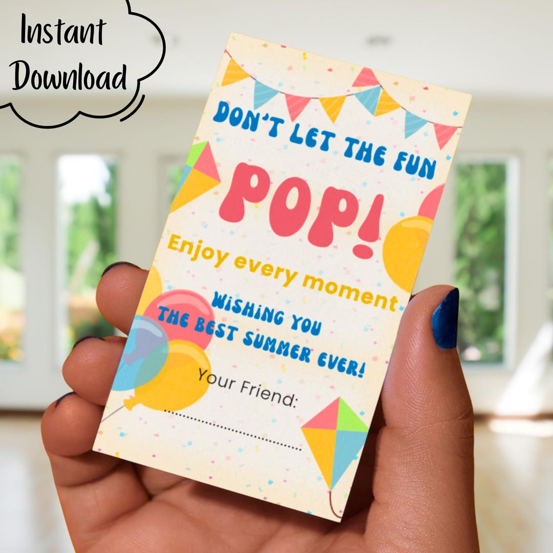 End of School Year Bubble Wand and Balloons Tag Last Day of School ...