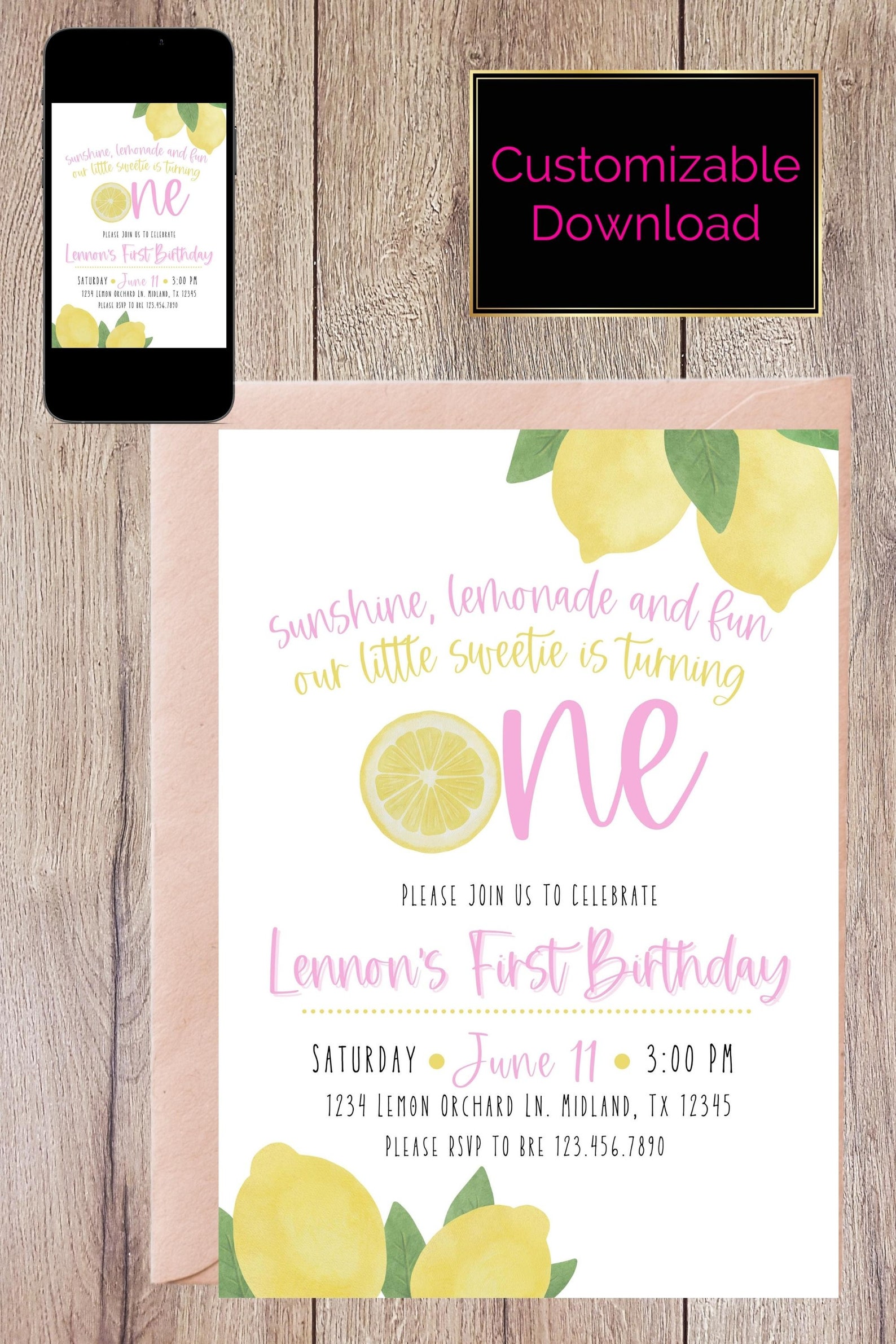 Lemon 1st Birthday Invitation Lemon 1st Birthday Lemon - Etsy