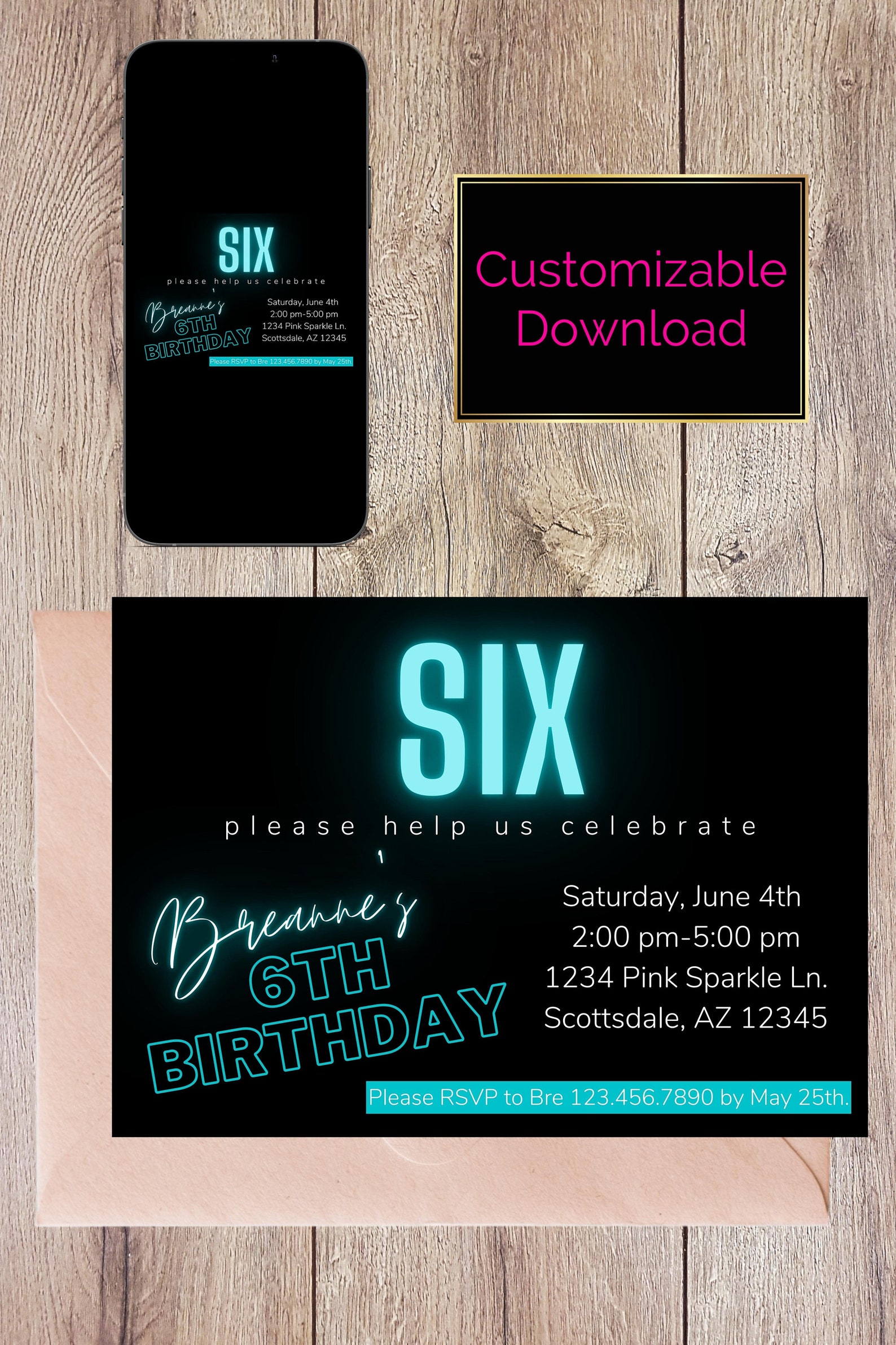 6th Birthday Invitation 6th Birthday 6th Birthday Invite - Etsy