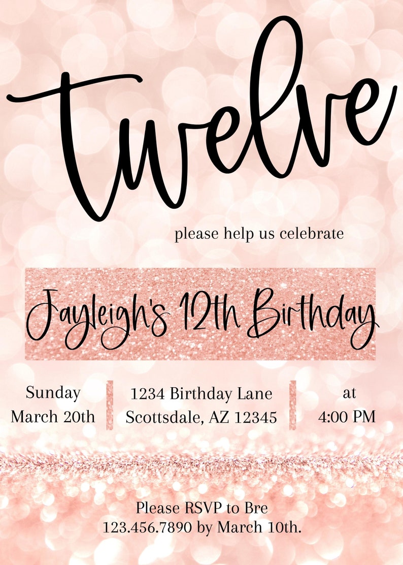 12th Birthday Invitation 12th Birthday 12th Birthday - Etsy