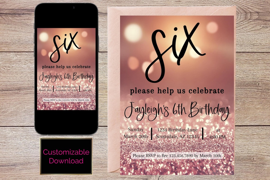 6th Birthday Invitation 6th Birthday 6th Birthday Invite - Etsy