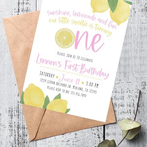 Lemon 1st Birthday Invitation | Lemon 1st Birthday | Lemon Birthday ...