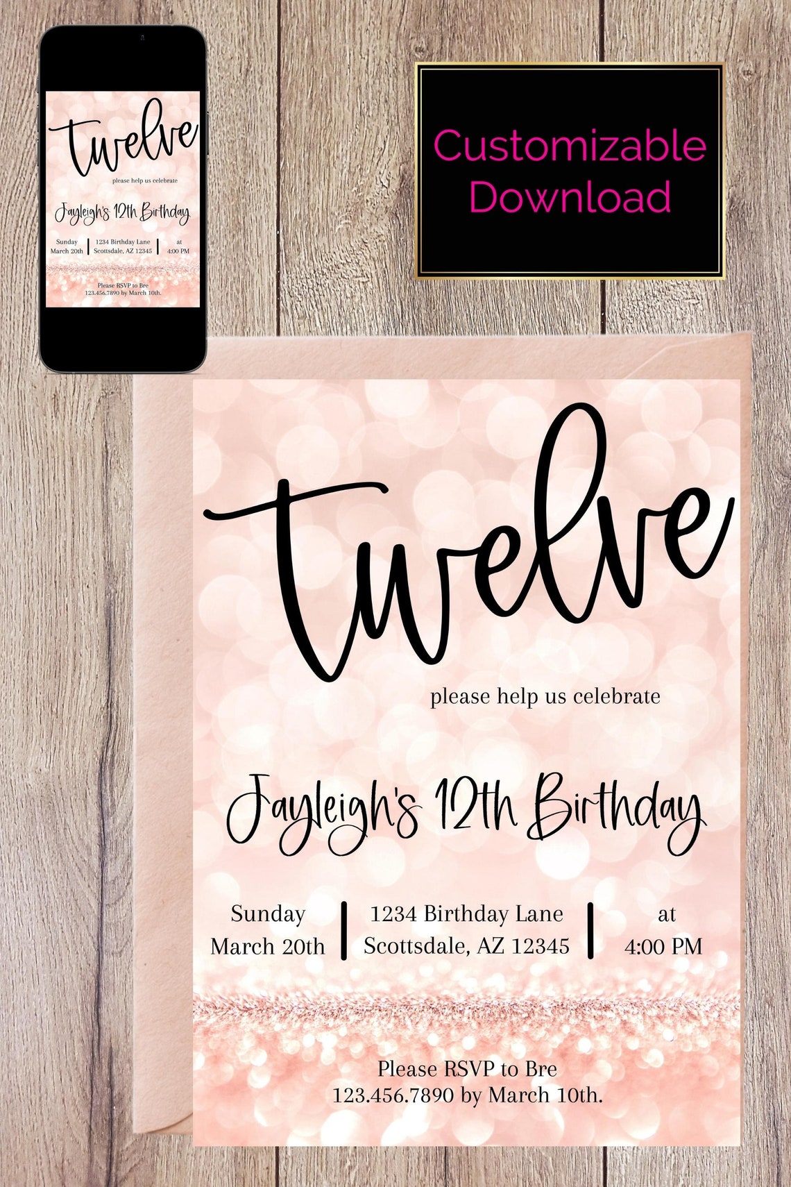 12th Birthday Invitation 12th Birthday 12th Birthday - Etsy