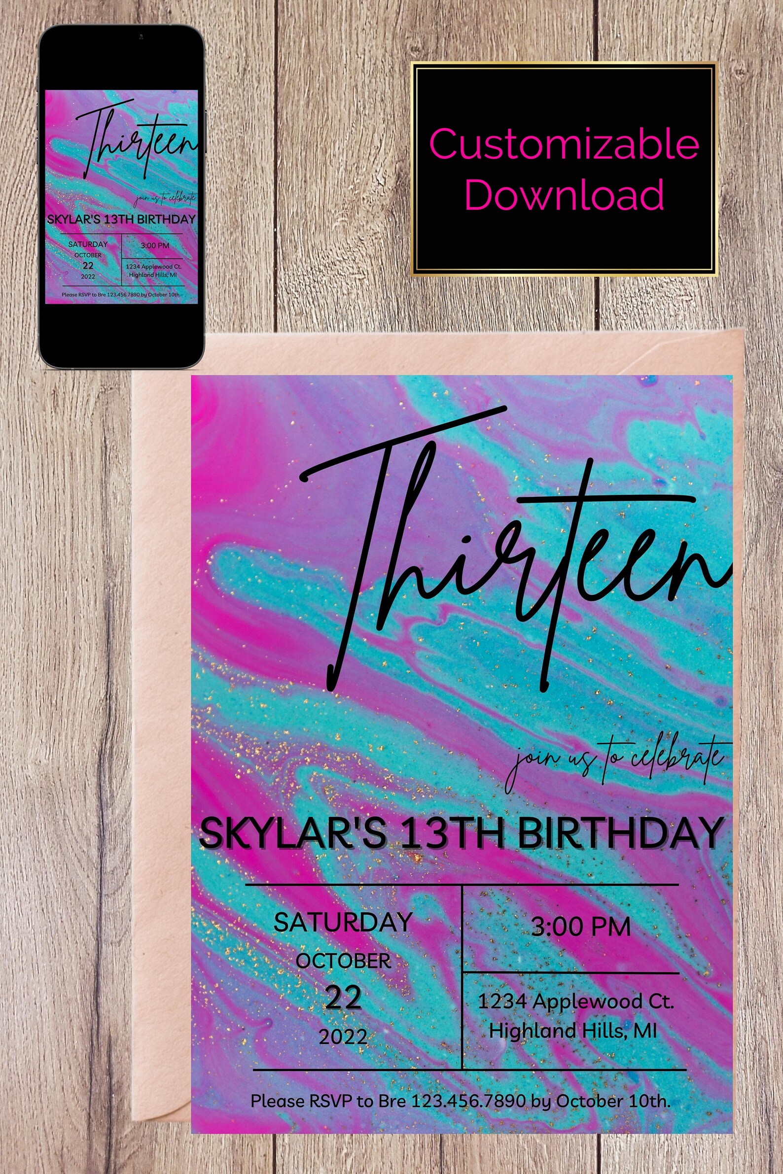13th Birthday Invitation 13th Birthday 13th Birthday - Etsy