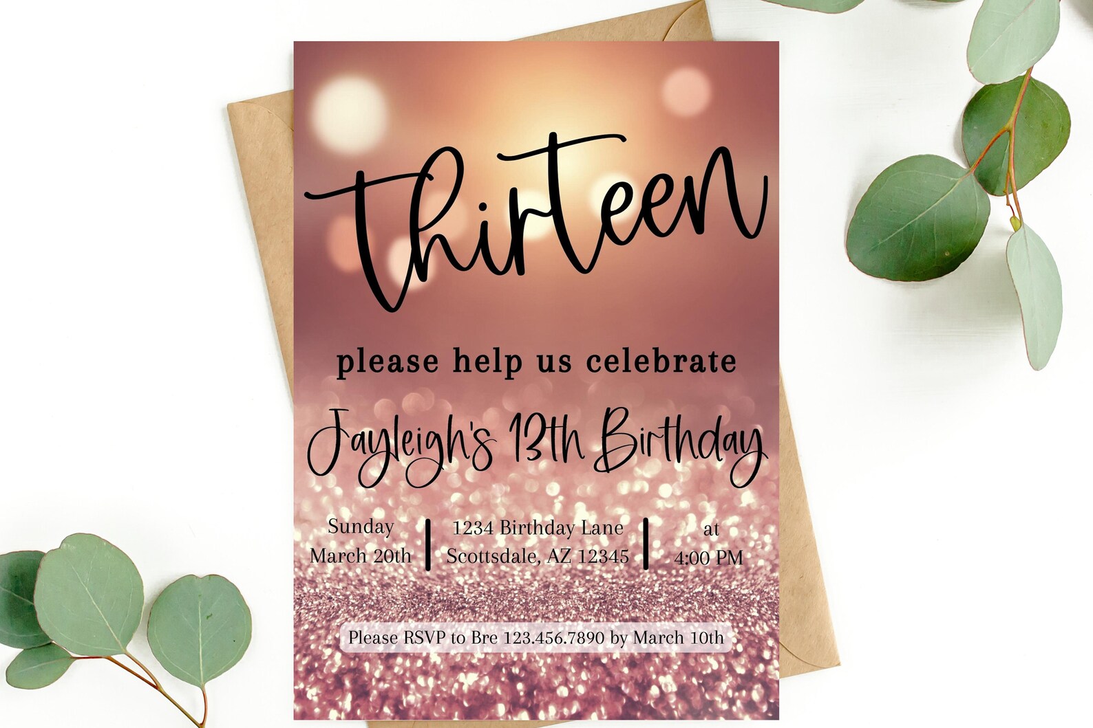 13th Birthday Invitation 13th Birthday Girl Digital - Etsy