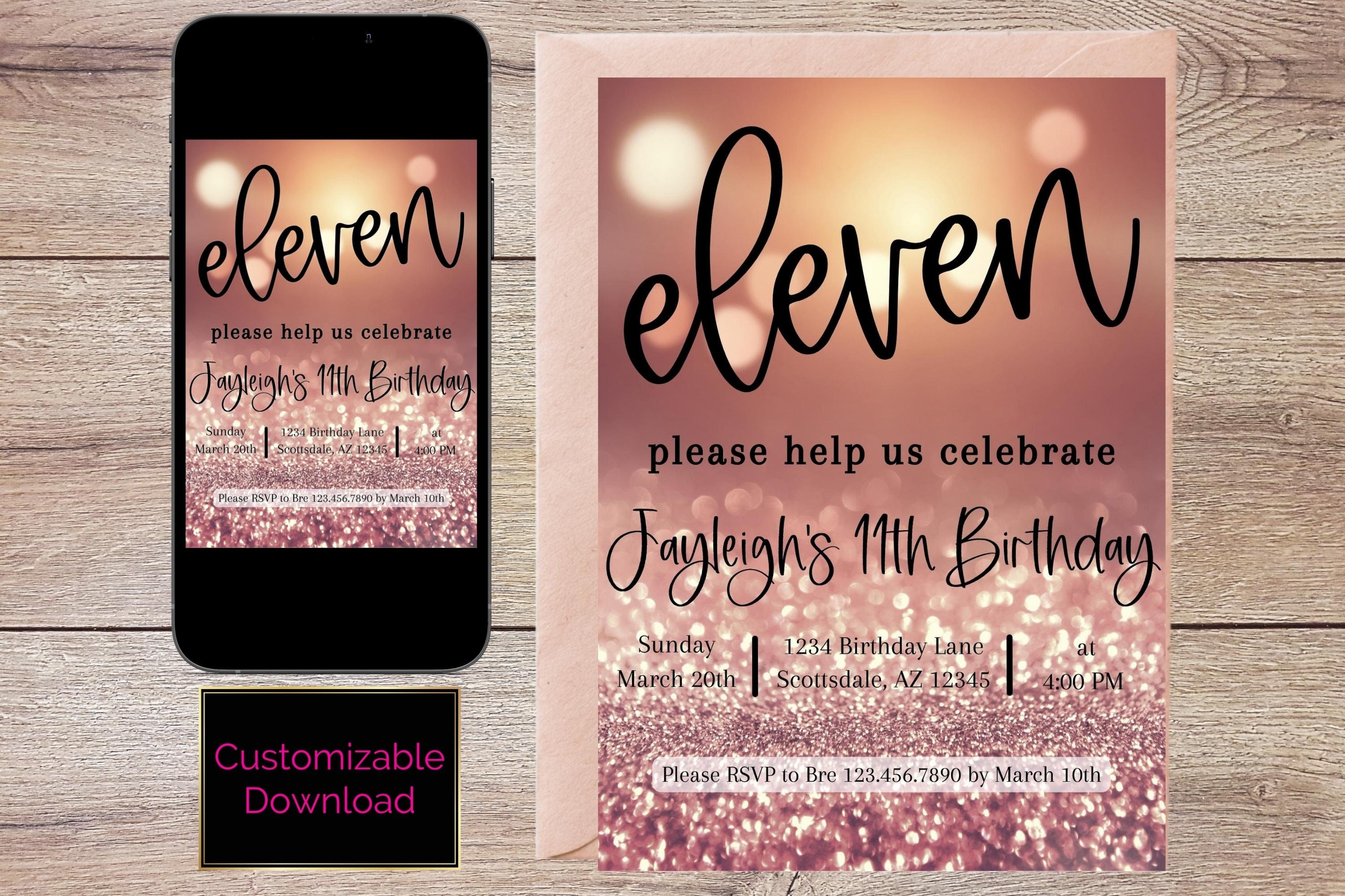 11th Birthday Invitation 11th Birthday 11th Birthday - Etsy