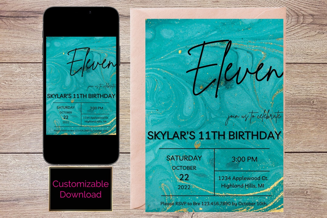 11th Birthday Invitation | 11th Birthday | 11th Birthday Invite | 11th ...