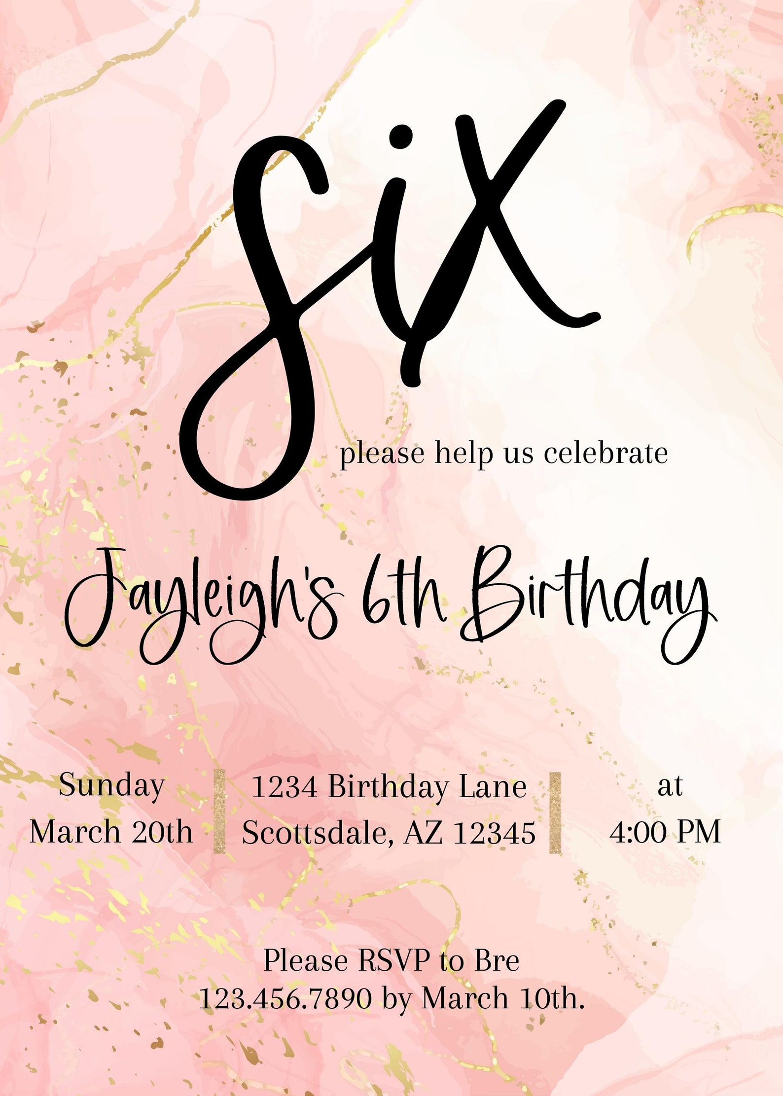 6th Birthday Invitation 6th Birthday 6th Birthday Invite - Etsy