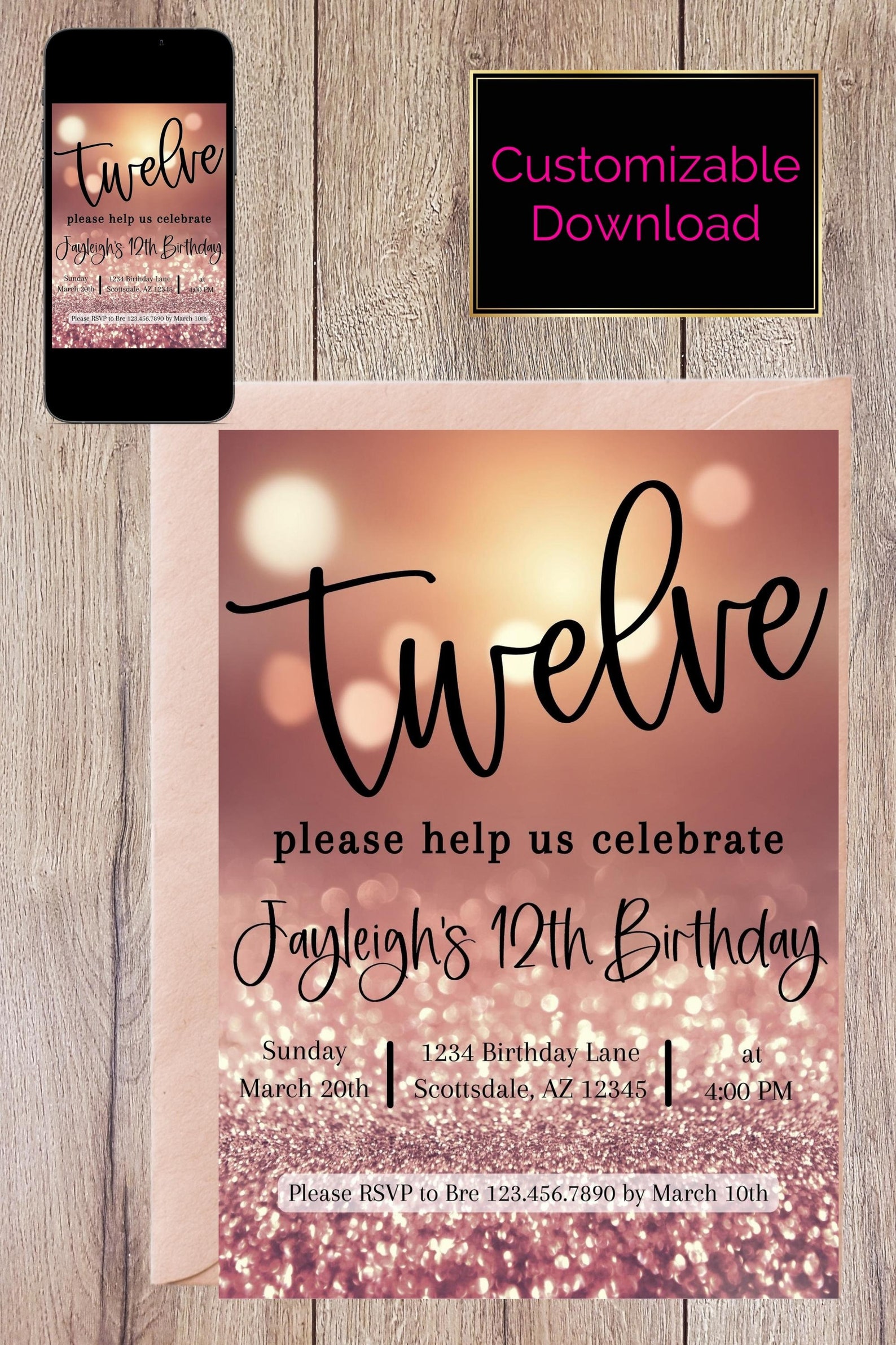 12th Birthday Invitation 12th Birthday 12th Birthday - Etsy