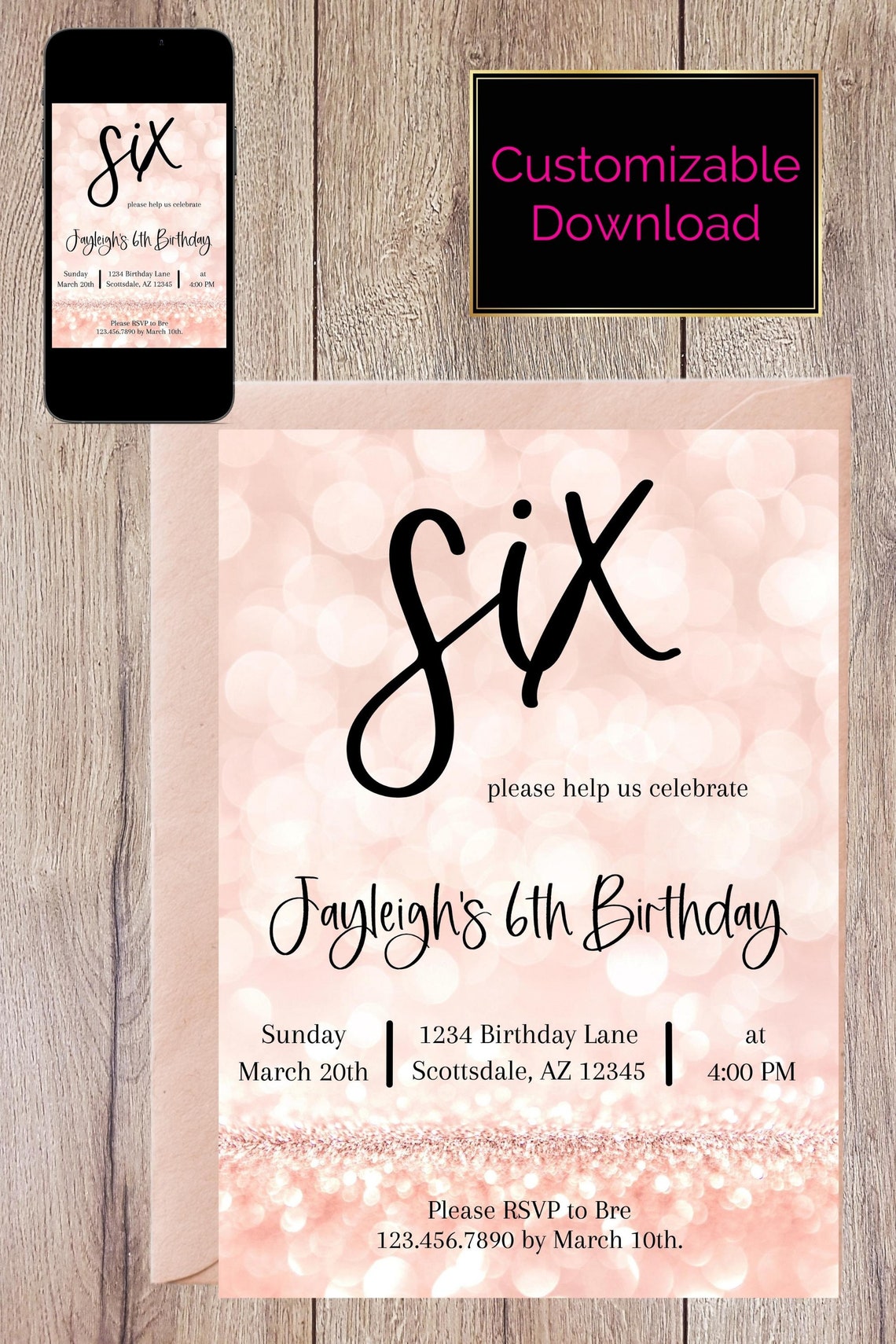6th Birthday Invitation 6th Birthday 6th Birthday Invite - Etsy