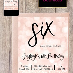 6th Birthday Invitation 6th Birthday 6th Birthday Invite 6th Birthday ...