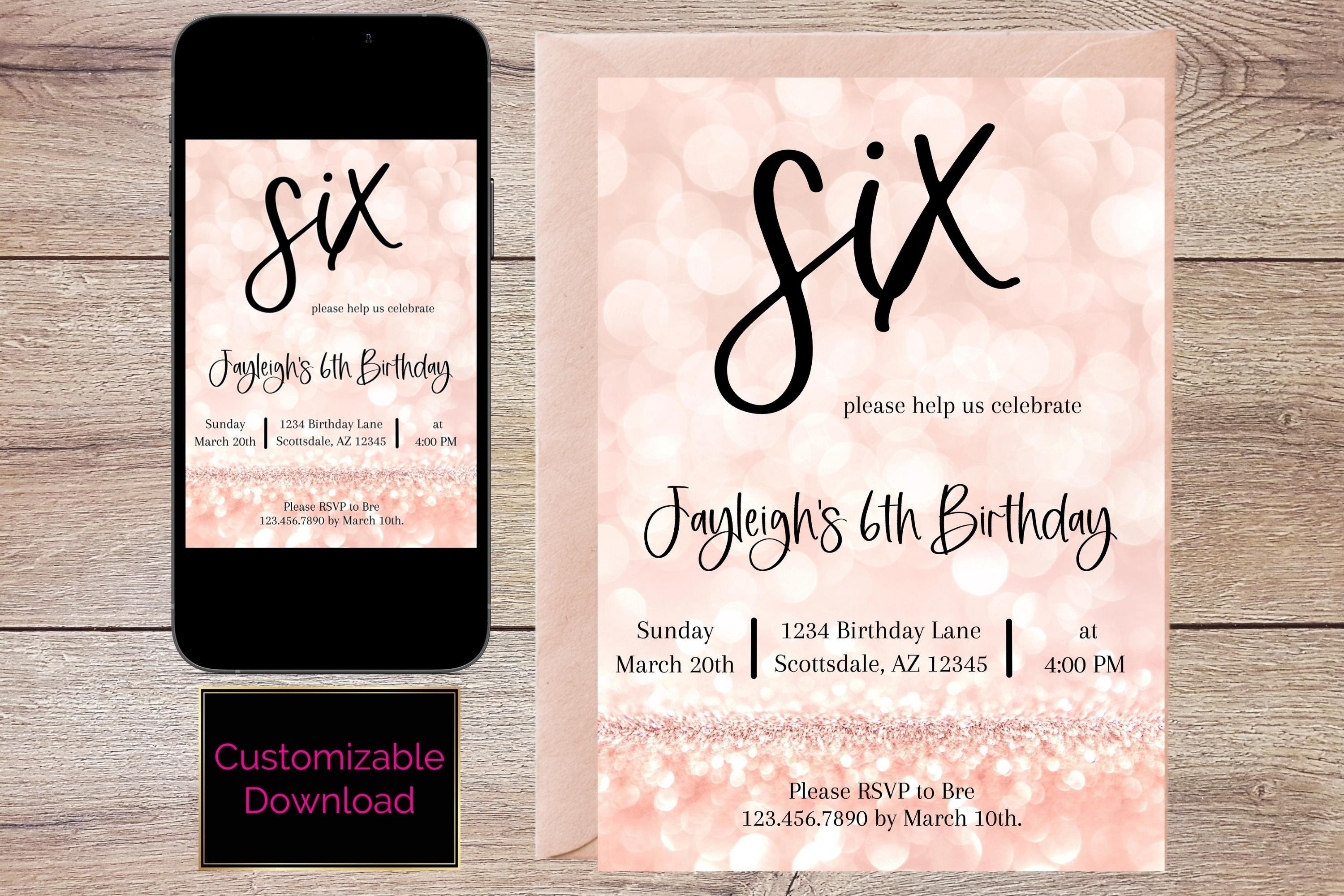 6th Birthday Invitation 6th Birthday 6th Birthday Invite - Etsy