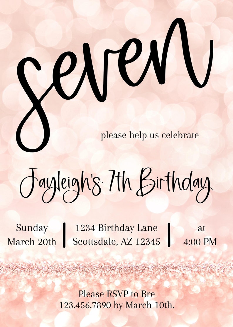 7th Birthday Invitation 7th Birthday 7th Birthday Invite - Etsy