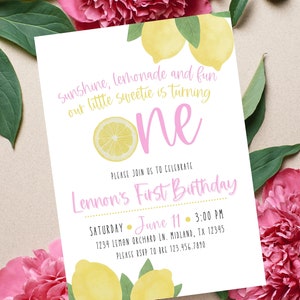 Lemon 1st Birthday Invitation | Lemon 1st Birthday | Lemon Birthday ...