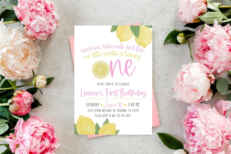 Lemon 1st Birthday Invitation Lemon 1st Birthday Lemon - Etsy