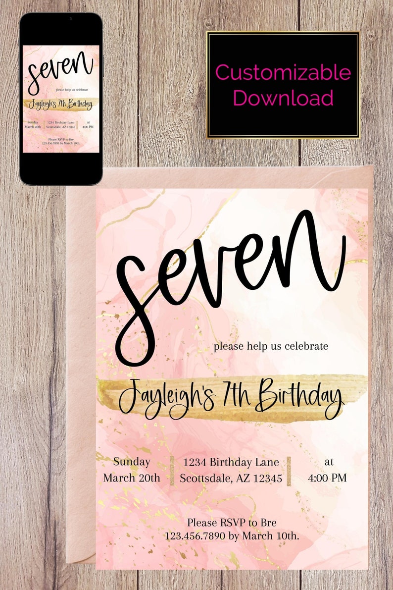 7th Birthday Invitation 7th Birthday 7th Birthday Invite - Etsy