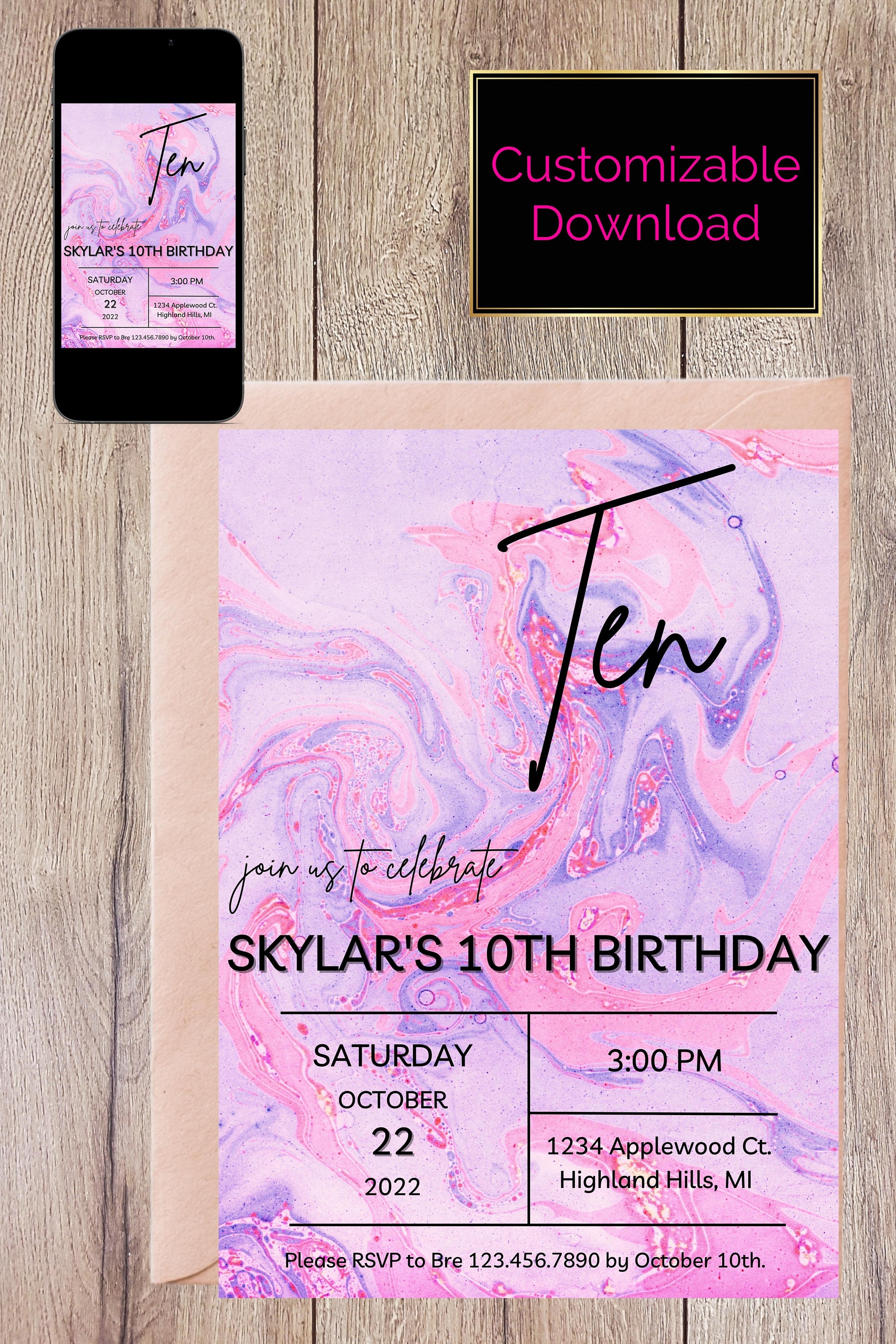 10th Birthday Invitation 10th Birthday 10th Birthday - Etsy