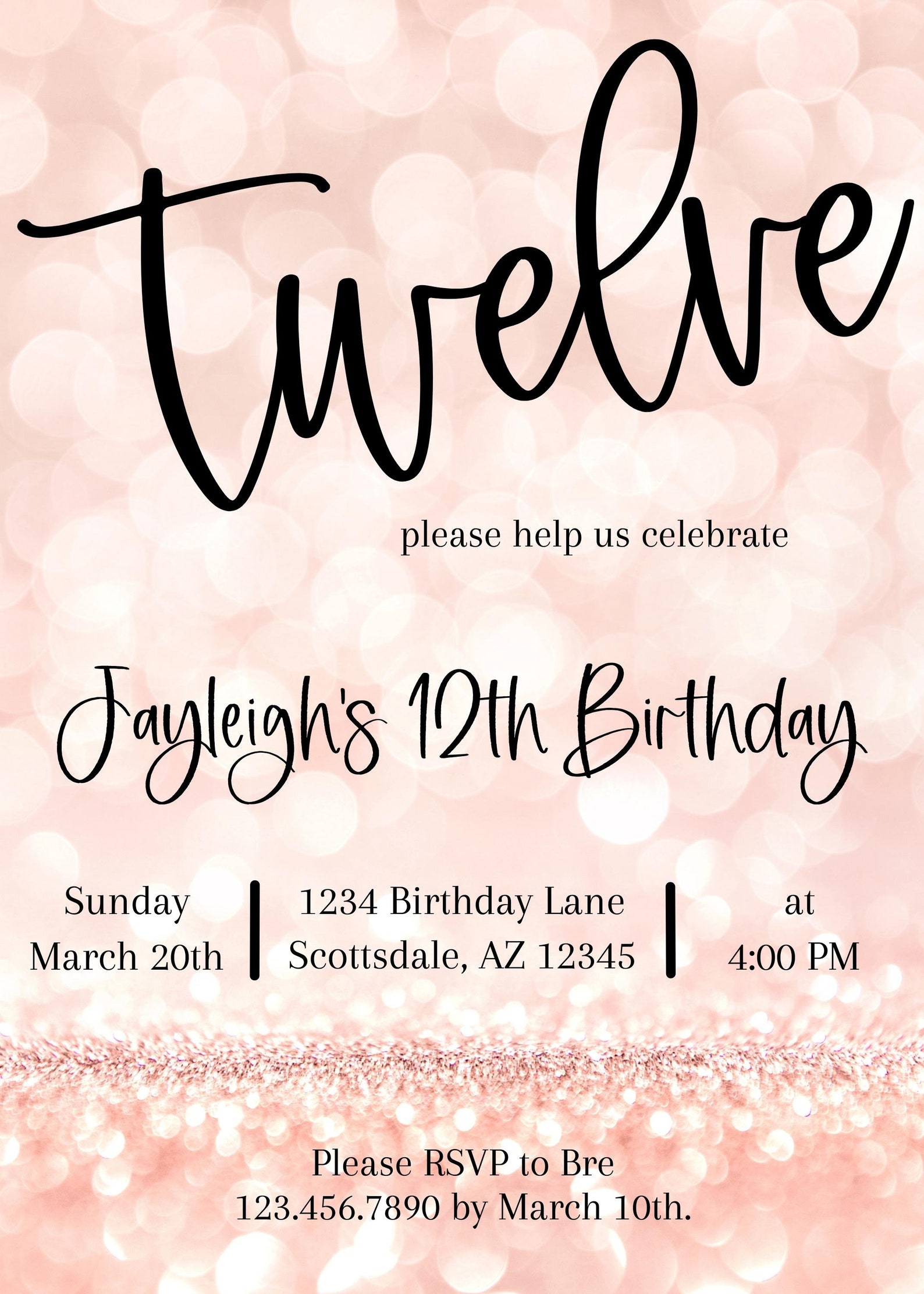 12th Birthday Invitation 12th Birthday 12th Birthday - Etsy