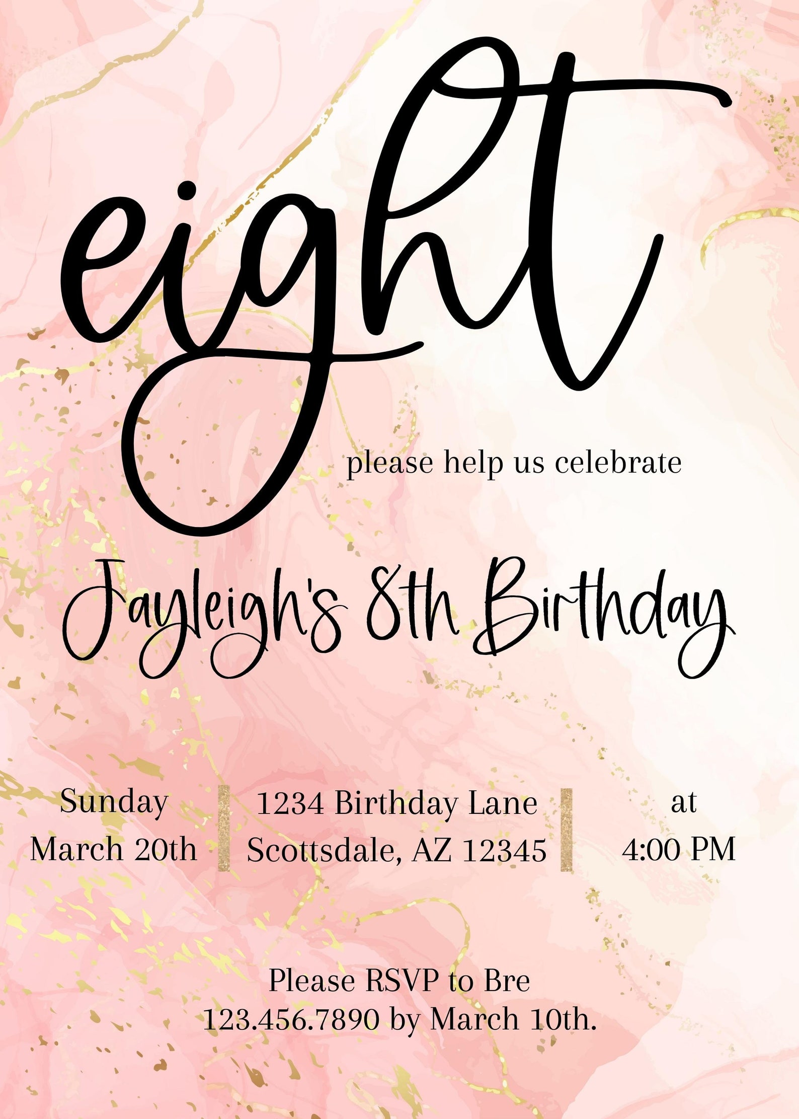 8th Birthday Invitation 8th Birthday 8th Birthday Invite - Etsy