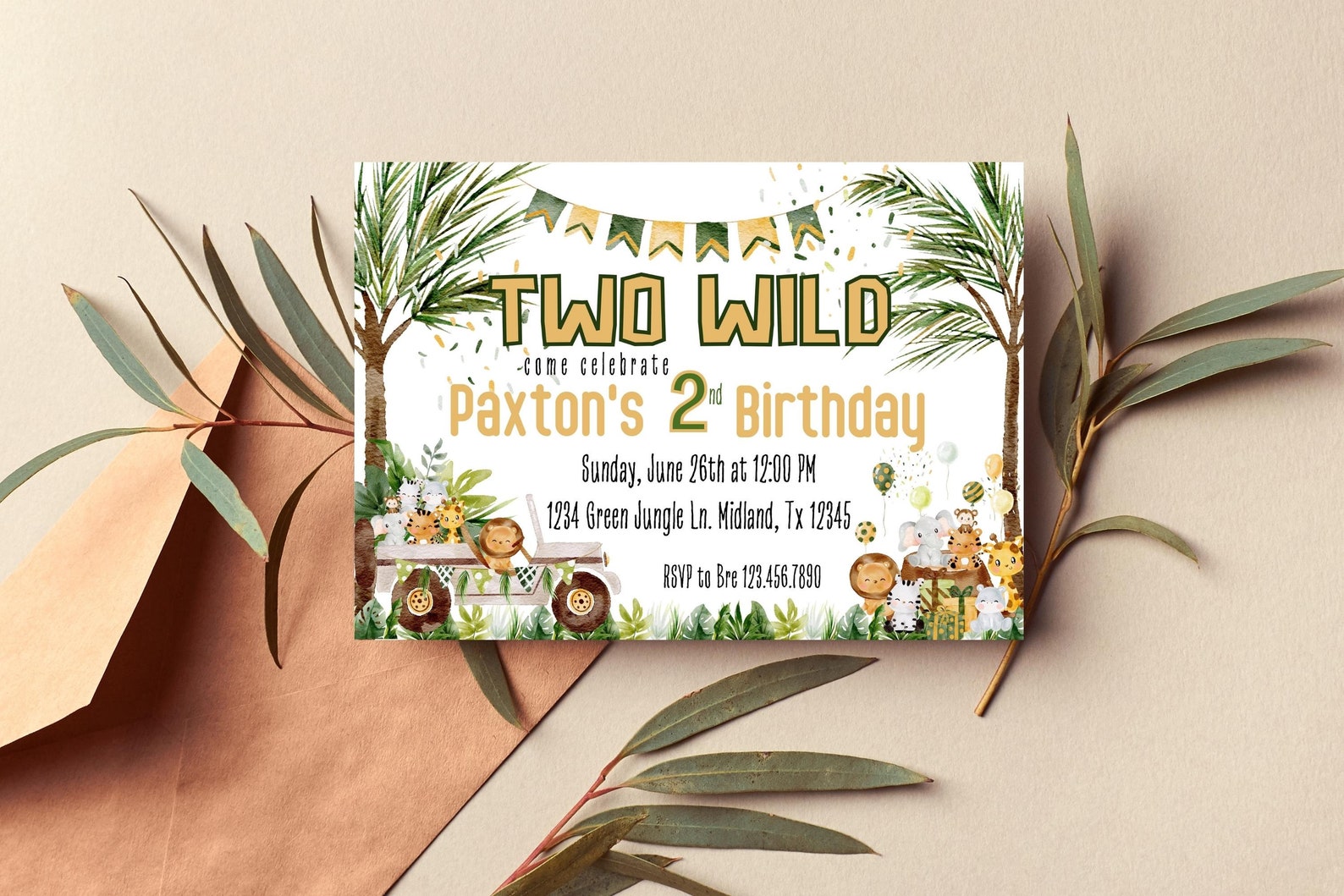 Two Wild Birthday Invitation Two Wild Safari Birthday - Etsy