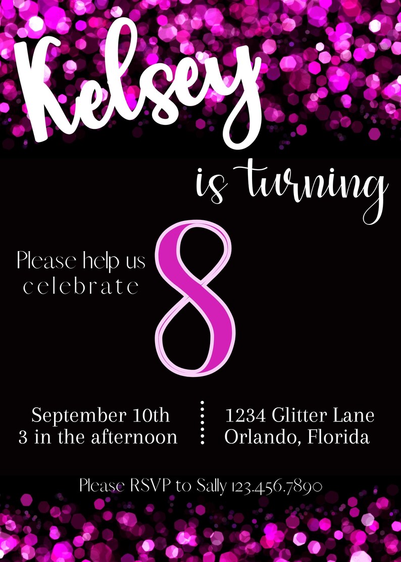 8th Birthday Invitation 8th Birthday 8th Birthday Invite - Etsy