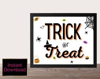 Halloween Trick or Treat Welcome Sign Printable - Etsy