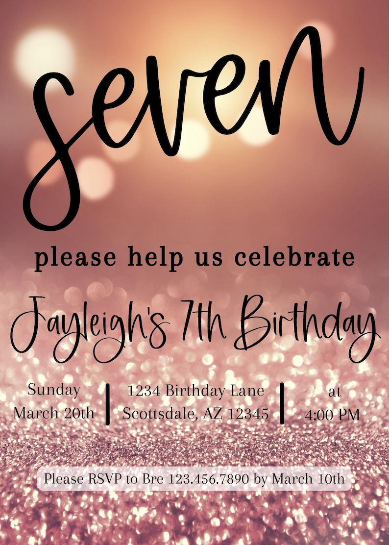 7th Birthday Invitation 7th Birthday 7th Birthday Invite | Etsy