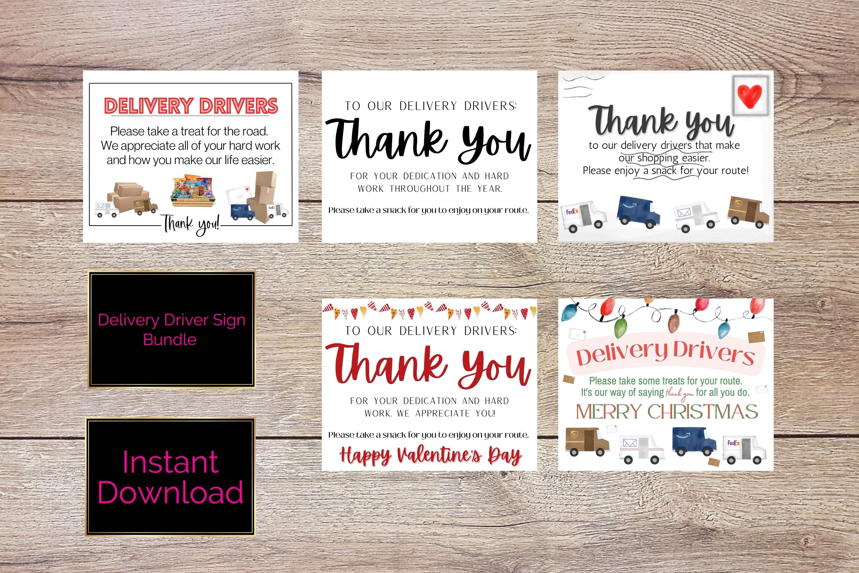 Delivery Driver Thank You Sign Instant Digital Download | Etsy