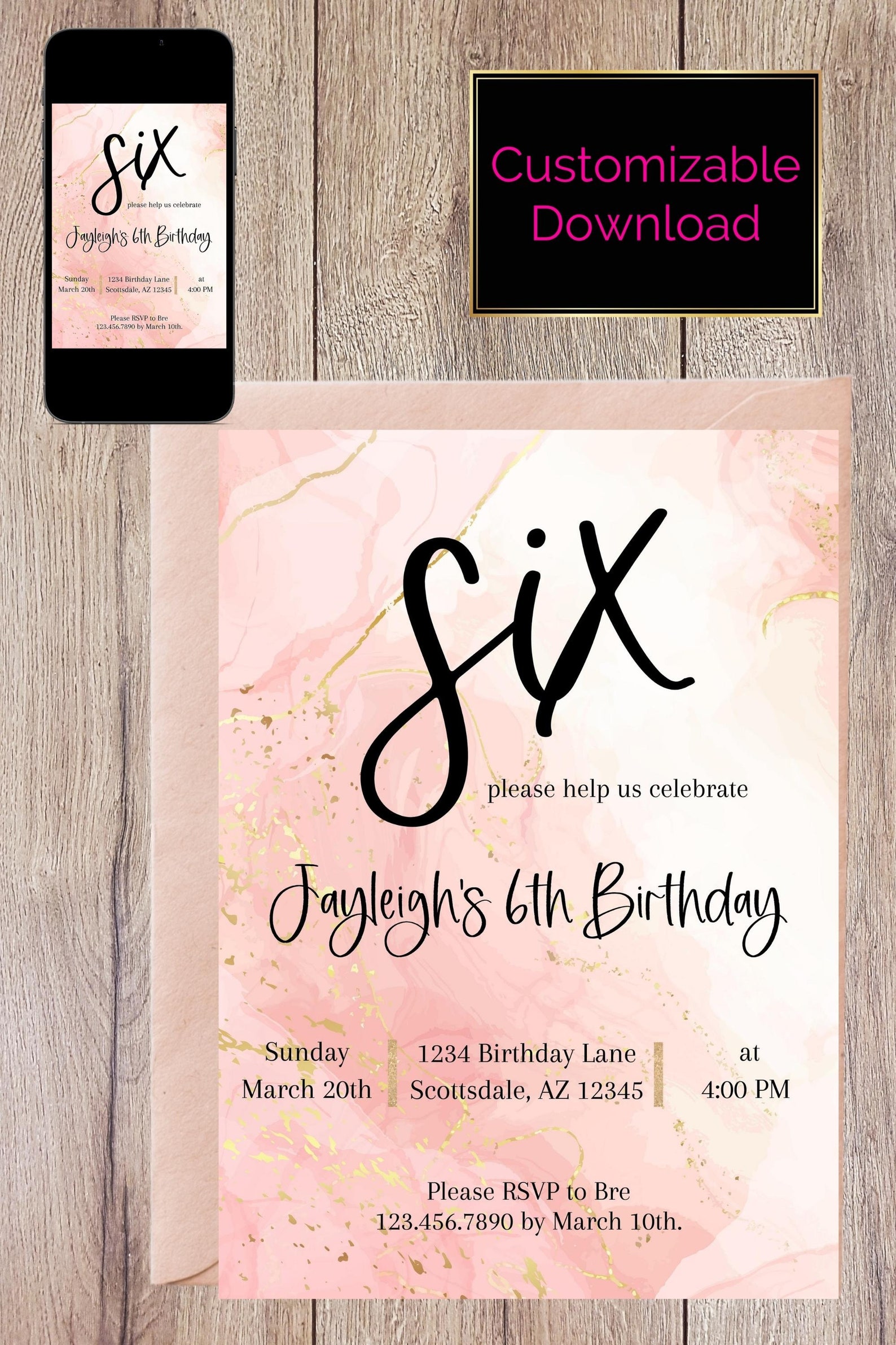 6th Birthday Invitation 6th Birthday 6th Birthday Invite - Etsy